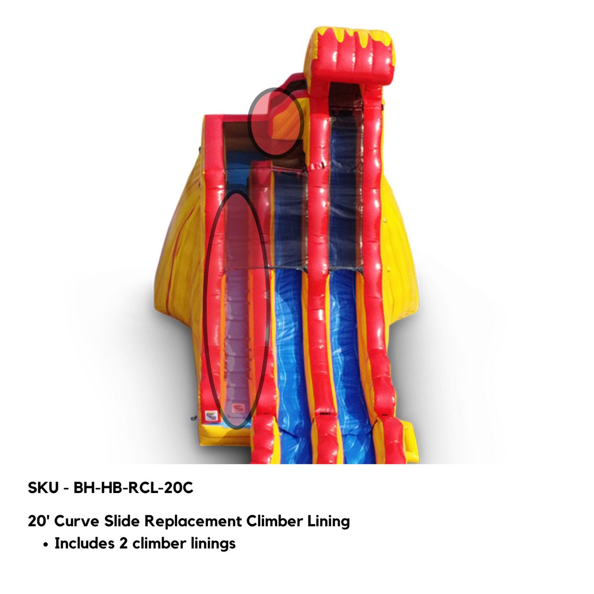 20' Curve Slide Replacement Climber Lining | HullaBalloo Sales