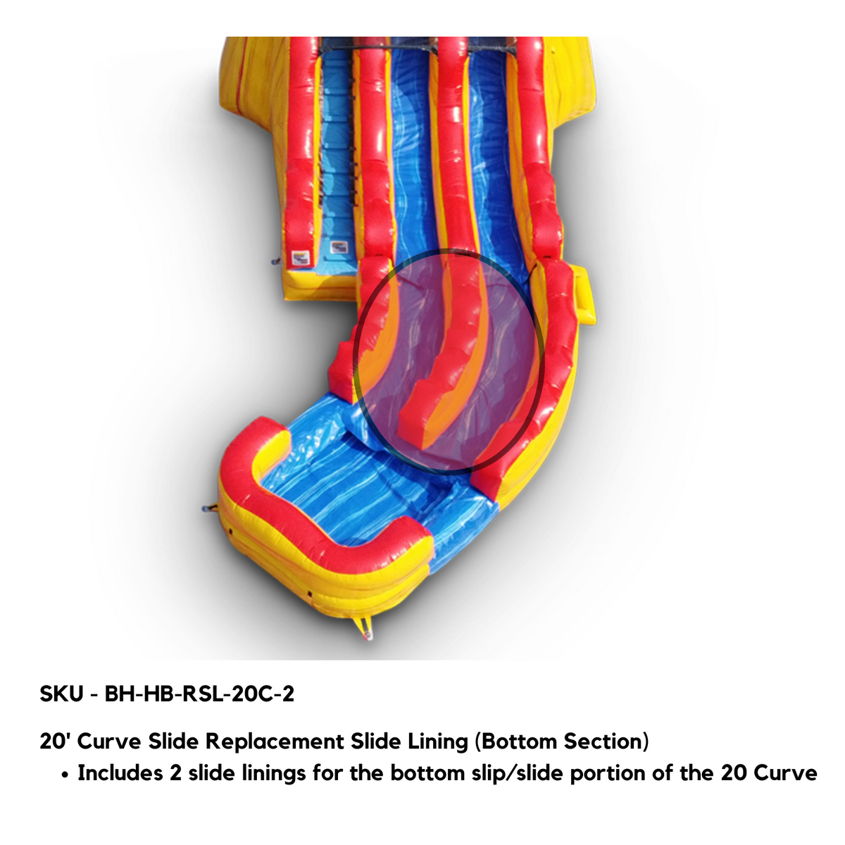 20' Curve Slide Replacement Slide Lining | HullaBalloo Sales