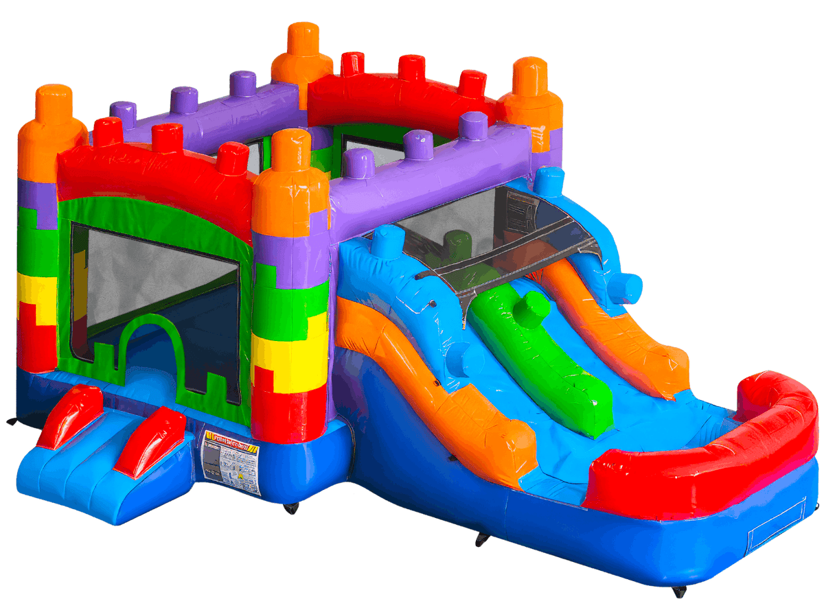 Mini Blocks Bounce House Slide Wet/Dry, Toddler Bounce House Waterslide ...